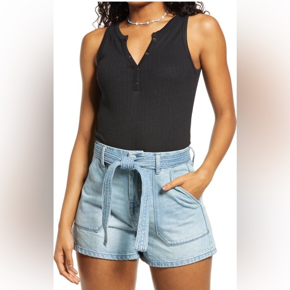 bp | Tops | Nordstrom Bp Black Rib Henley Tank In Large | Poshmark